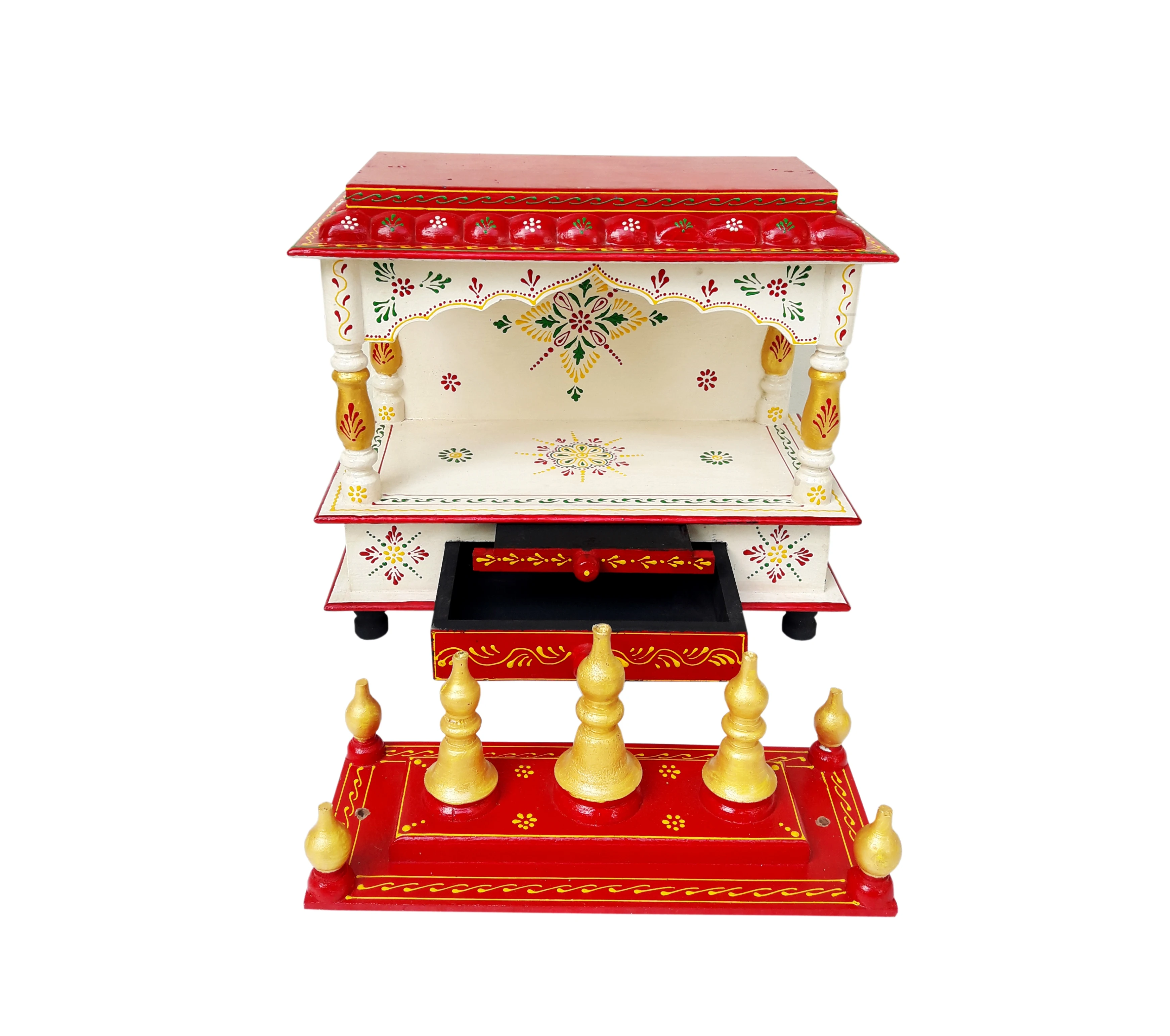 Handcrafted Indian Wooden Temple - Perfect for Worship