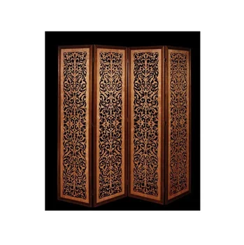 Hand Crafted Single Panel Wooden Partition In Brown Colour For Office ...