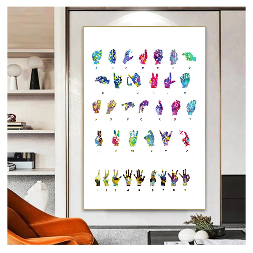 Sign Language Poster Sign Language Alphabet Canvas Art Poster Picture ...