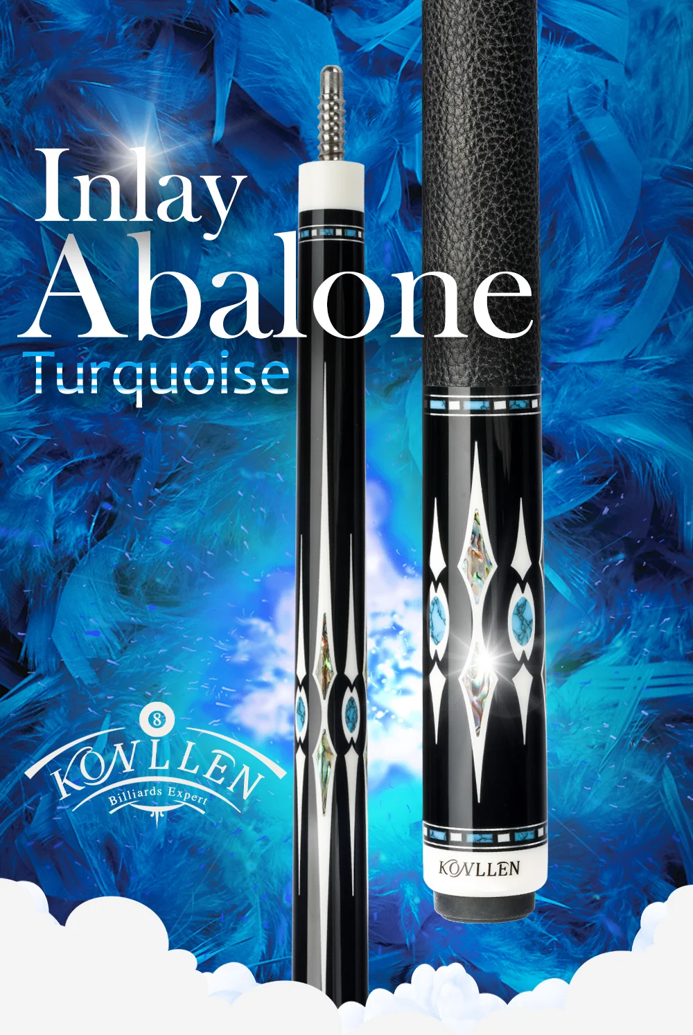KONLLEN AK75-002 Carbon Fiber Pool Stick - 20oz, 1/2 Split Cue