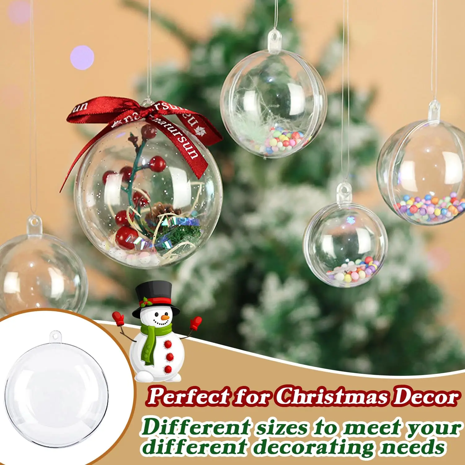 Transparent Plastic Craft Ornament Balls for DIY Christmas Decorations ...