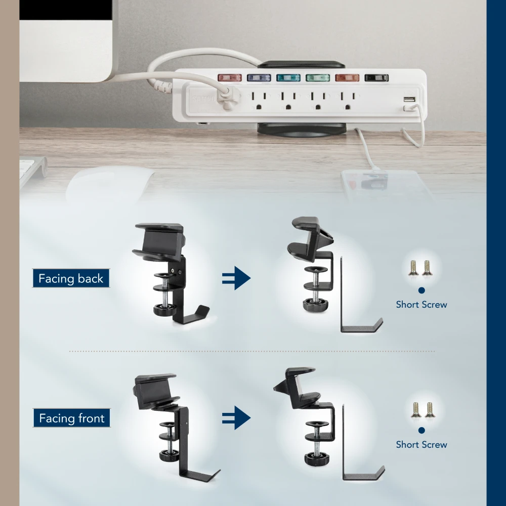 Cord Management Cable Holder Organizer Power Strip Clamp Mount With ...
