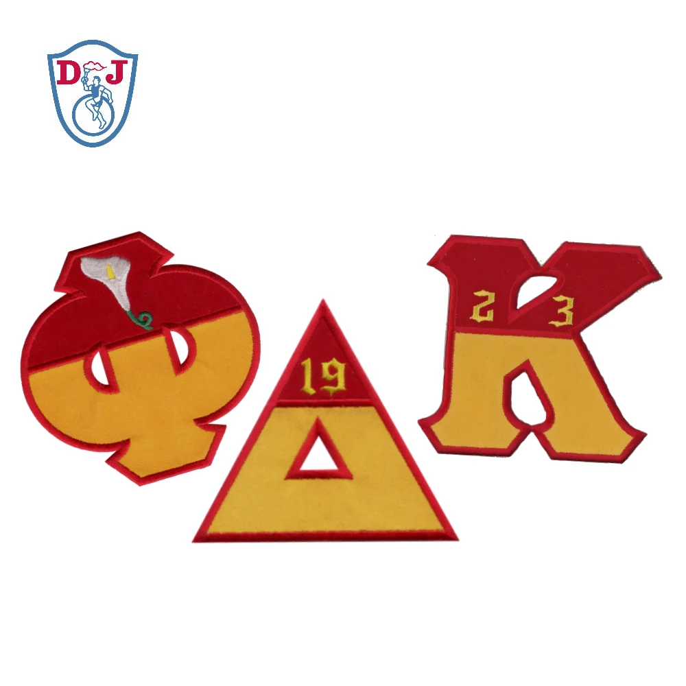 Customized Phi-Delta-Kappa Greek Letter Embroidered Velvet Appliques for Sorority Patches ...