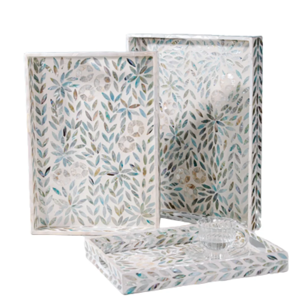 Hot Product Manufacturing Mop Inlay Rectangular Wood Serving Tray With ...