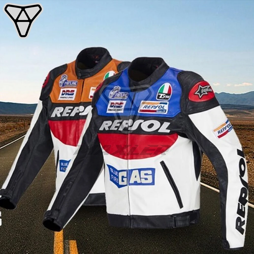 Man's Motorcycle Jacket - Motocross Racing Repsol Pu Leather