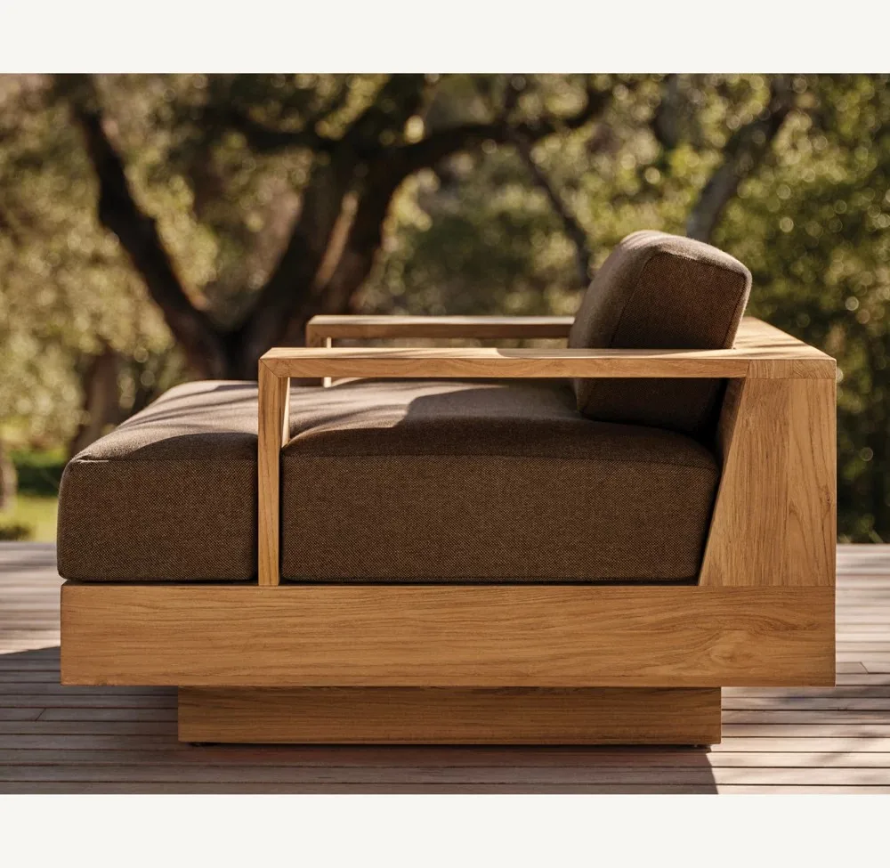 Modern Luxury Patio Natural Teak Furniture Sofa Set Outdoor Solid Teak ...