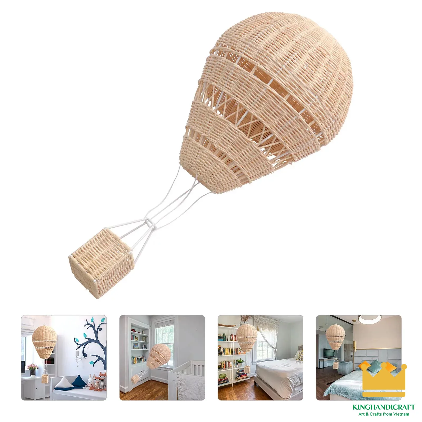 Woven Rattan Hot Air Balloon Decor Kid Room Preschool/ For Baby Newborn ...