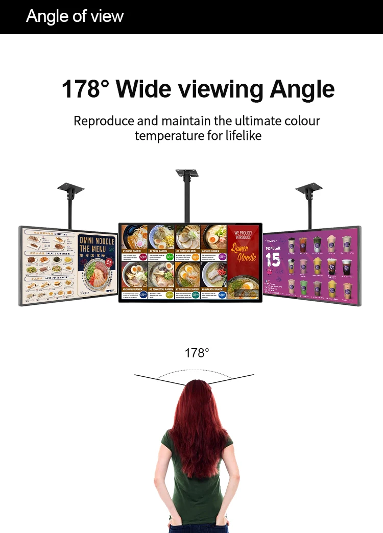49 Inch Indoor Digital Menu Board Ceiling Mounts Digital Signage And ...