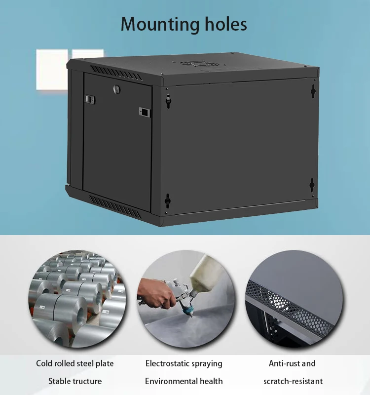 9 U 19 Inch Wall Mounted Cabinet Server Network Tempered Glass Door ...