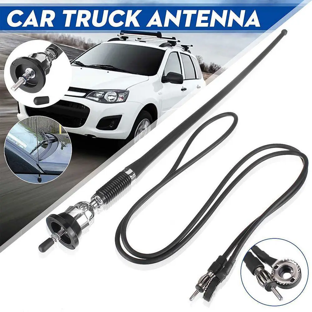 Universal Flexible Rubber Car Roof Radio Antenna AM-FM Aerial Cable ...