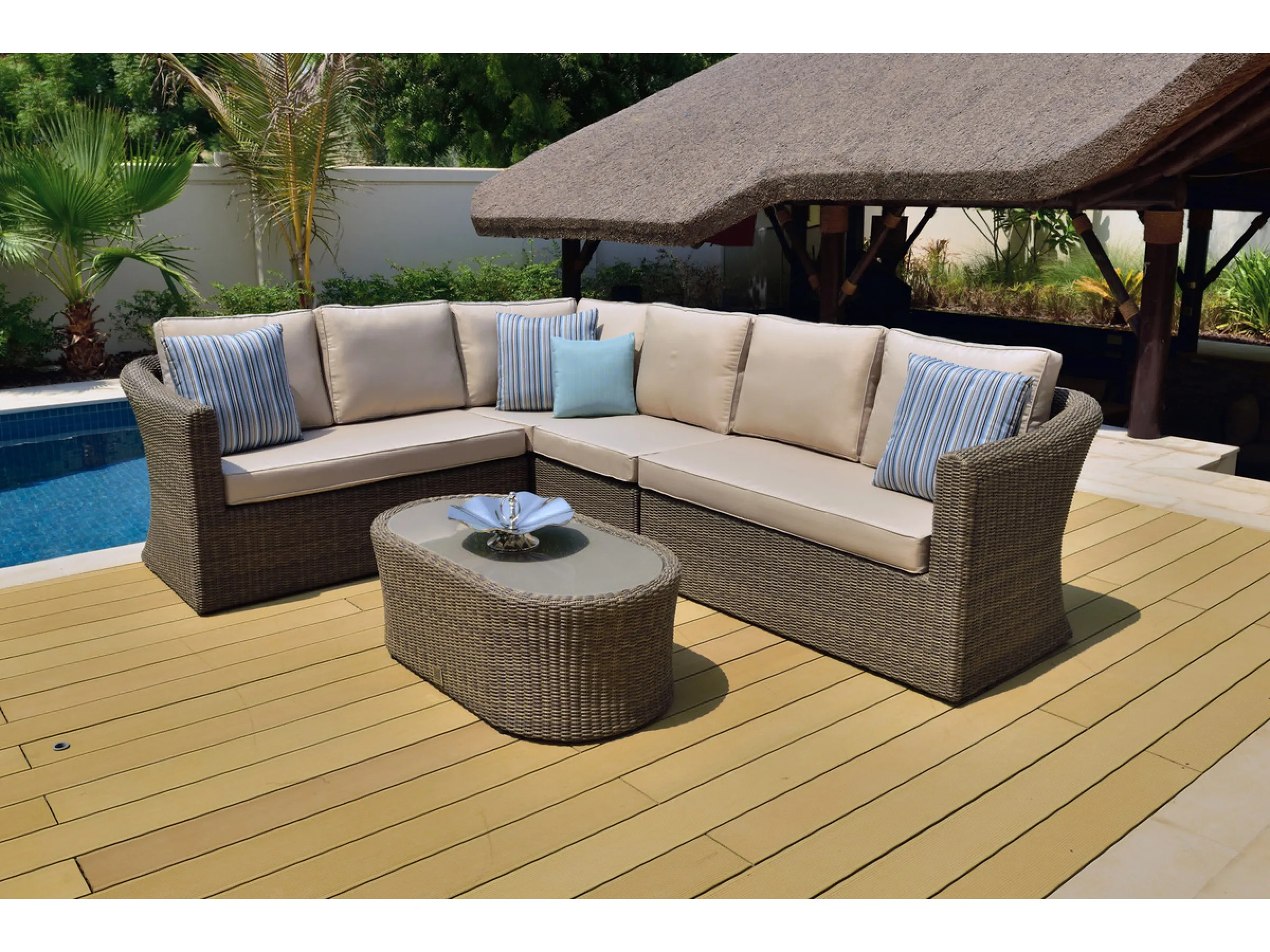 Sofa Set L Shape Sectional Rattan Corner Sofa Outdoor Corner Aluminium ...