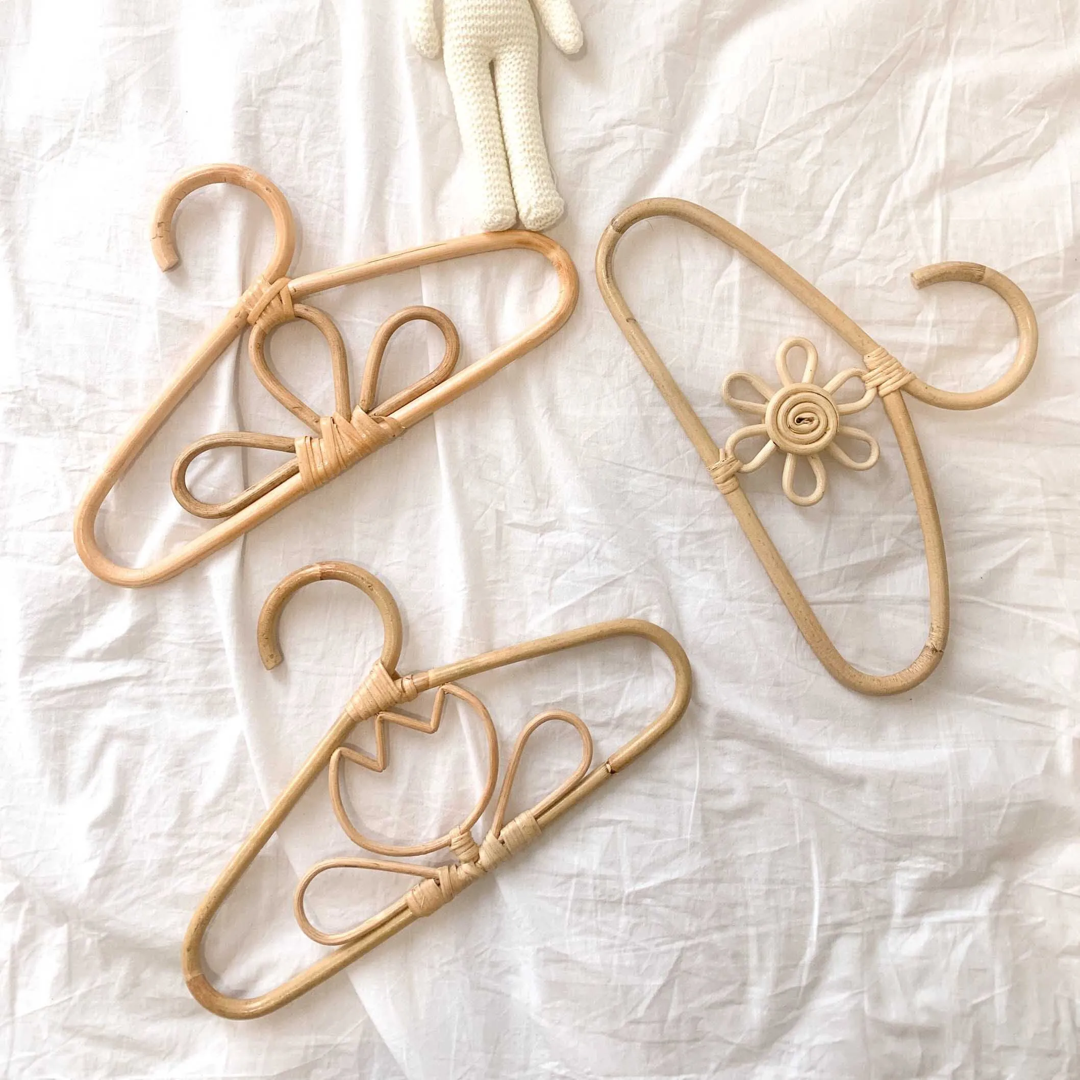 Hot trend natural rattan hangers for cloths cheapest price bamboo kids ...