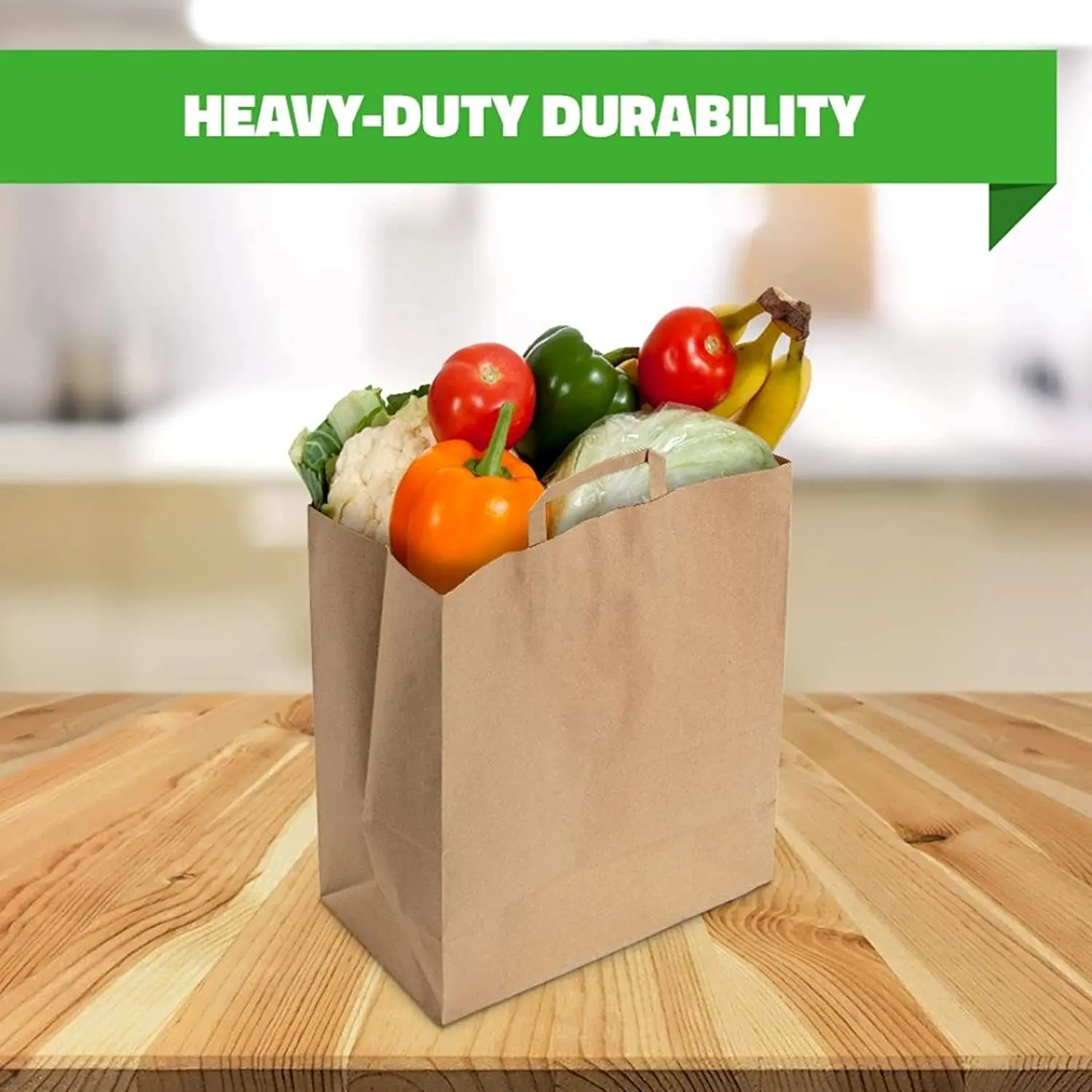 Economic Kraft Brown Paper Bag Bulk Flat Handle Paper Shopping Bag ...