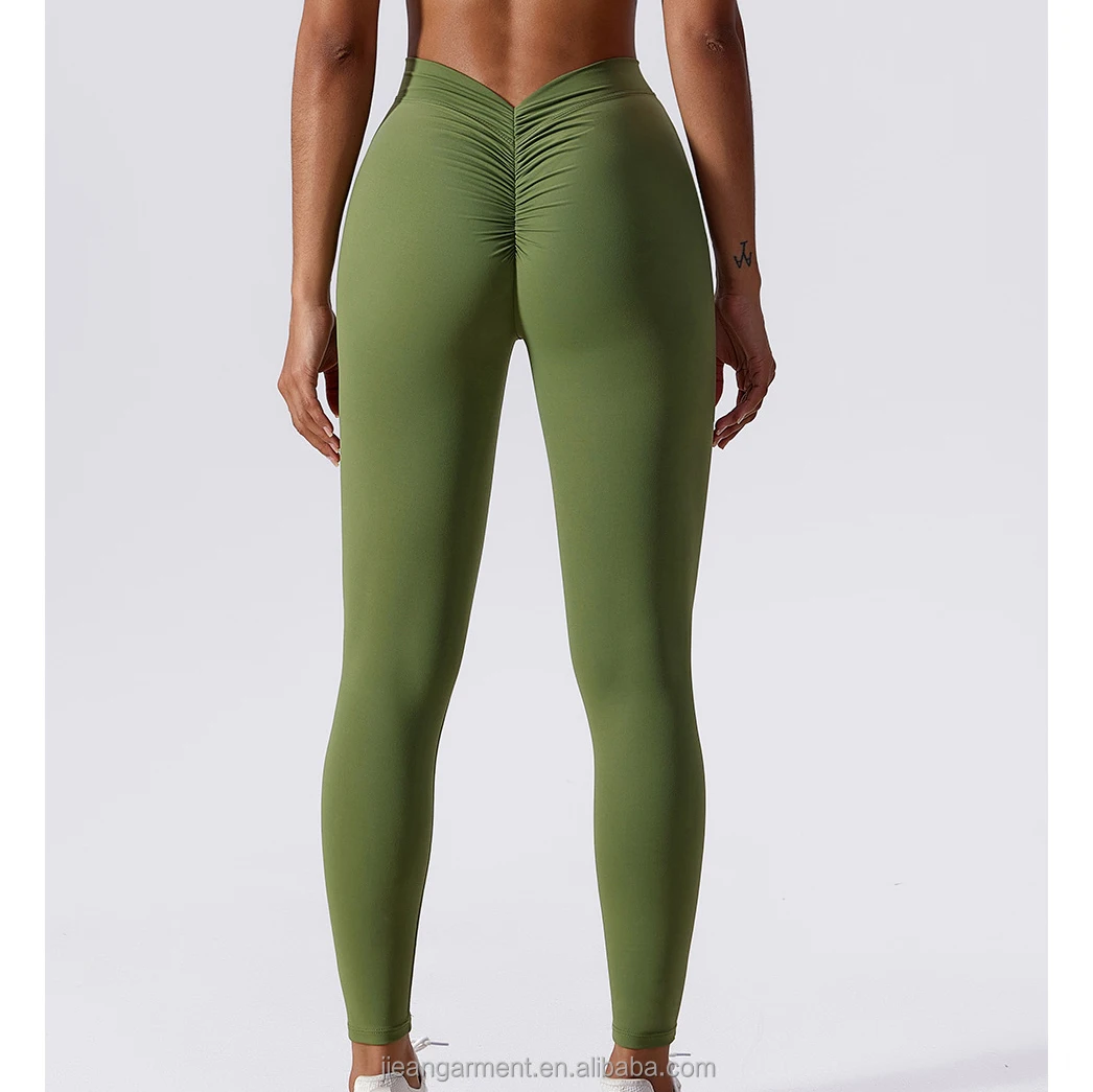 Custom Yoga Pants Women V Back Butt Lifting Leggings Athletic Fitness ...