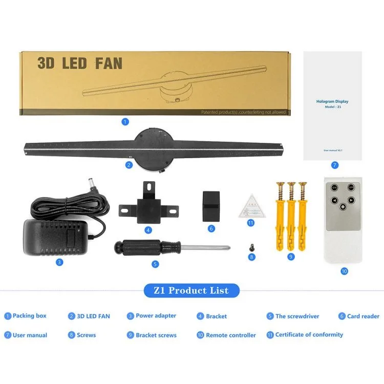 42cm 3d Hologram Fan Led Holographic Projector Player Advertising Machine Display With 16g ...