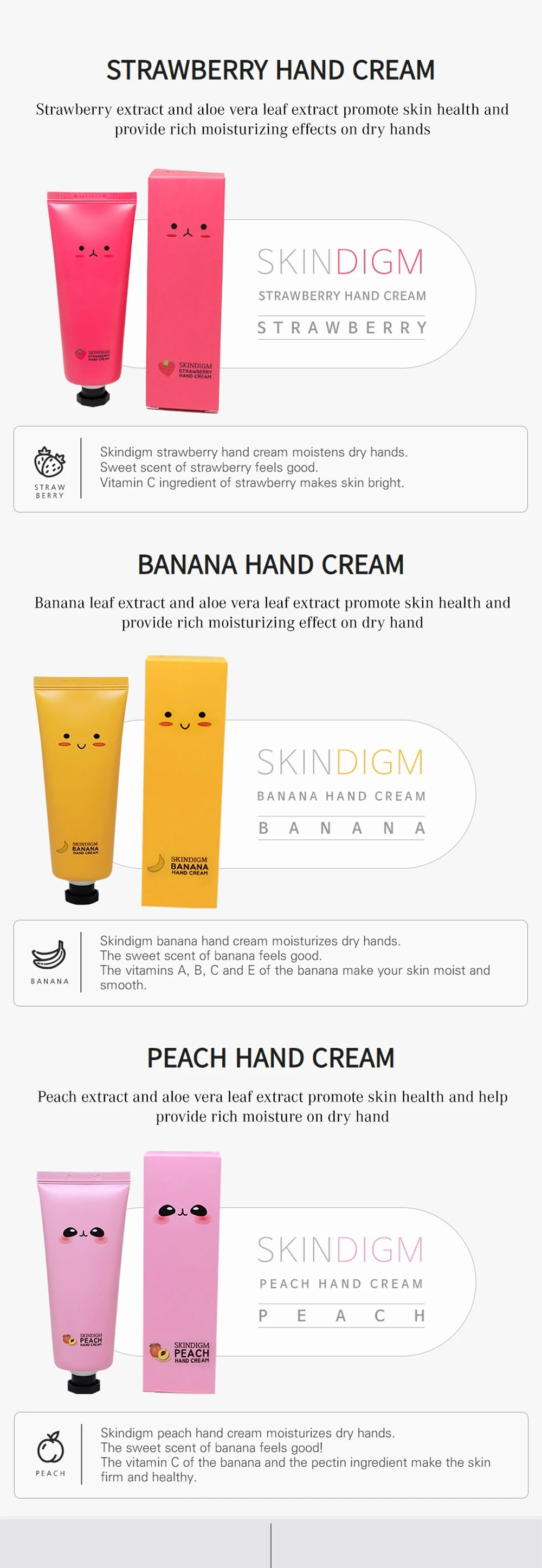 Korea Skincare Hand Cream - Fruit Moisturizers & Nourishers