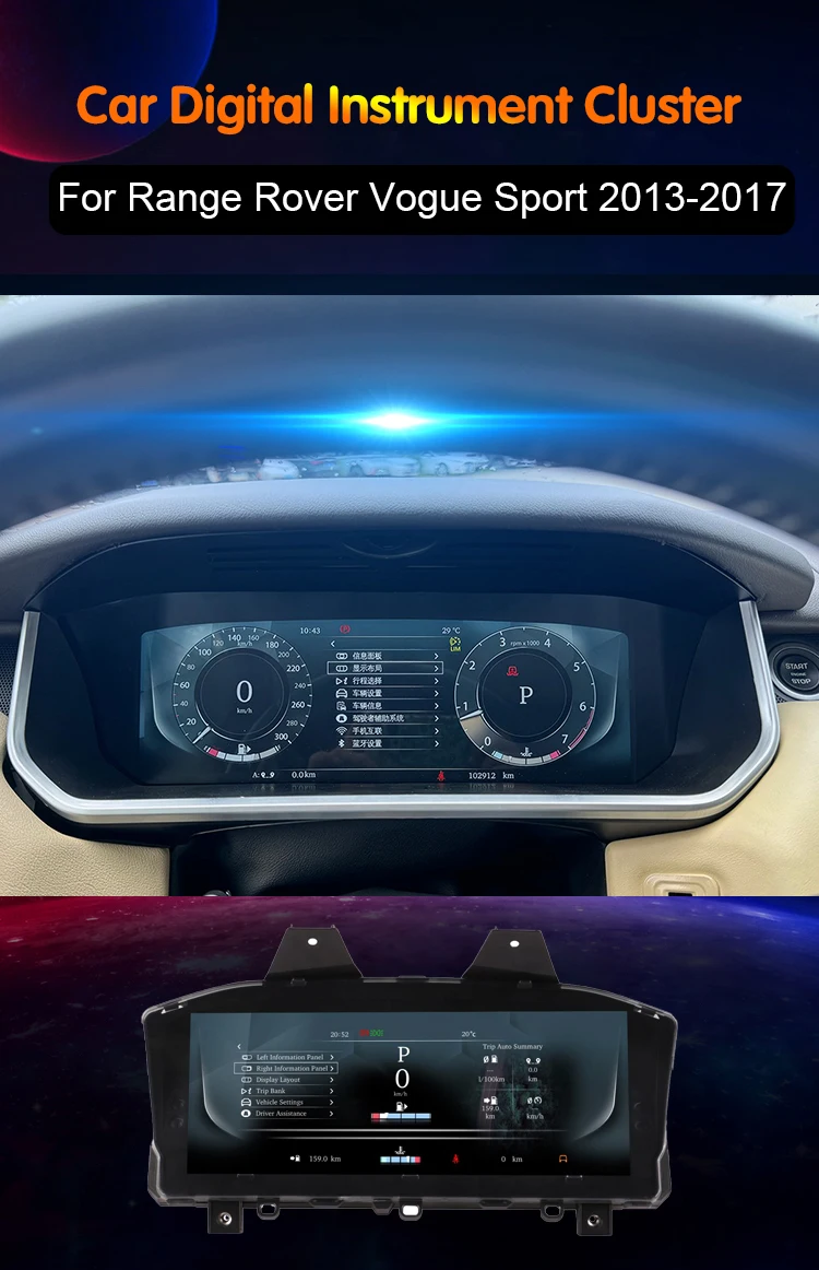 Krando 12.3" Car Cockpit Dashboard LCD Digital Cluster Instrument ...