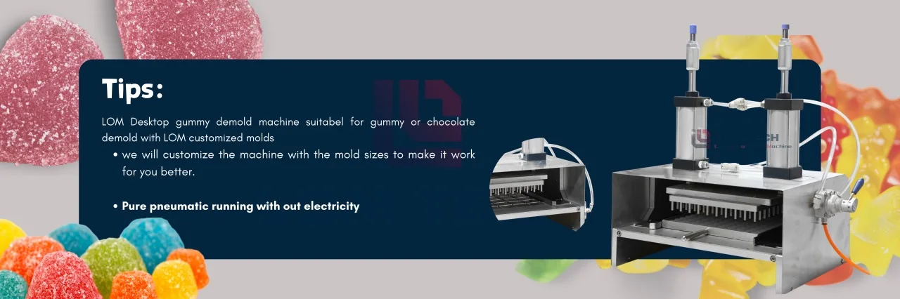 LOM Candy Chocolate Gummy Depositor Pneumatic Custom Silicone Demolder ...