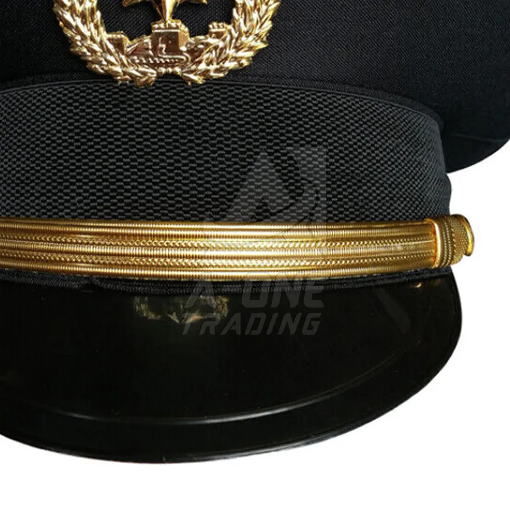 Oem Fashion Black Uniform Officer Hats With Embroidery Customized ...