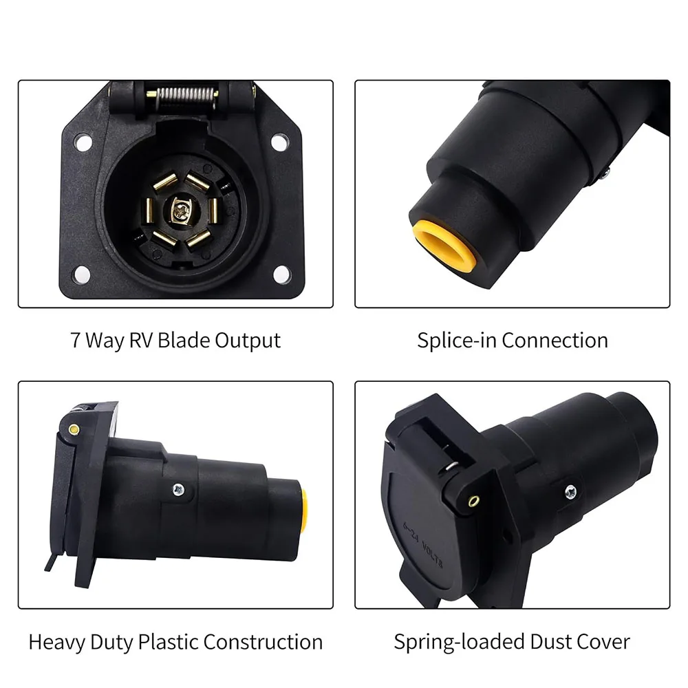 7 Pin Trailer Connector,7-way Trailer Light Plug Side Compatible With ...