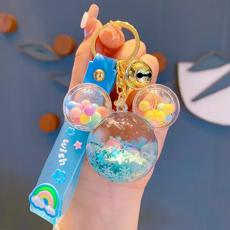 2023 Product Cute Mouse Liquid Filled Llavero Oiled Pink Oil Into Milk ...