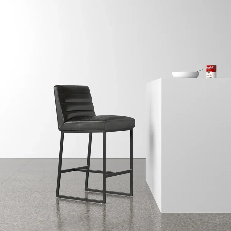 Traditional Fixed-height Counter Stool In Walnut Wood With Round Black ...