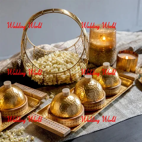 Metal White Candy Jar With Wooden Lid Round Shape Handmade Nut Server ...