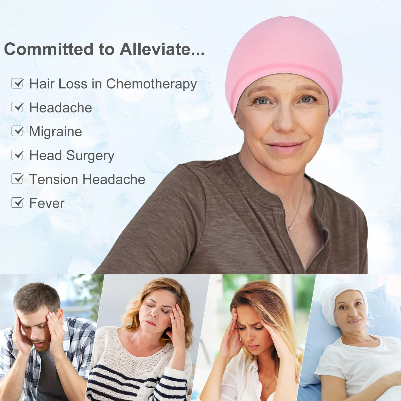 Bellewins Women Cooling Therapy Chemo Headache Relief Cap