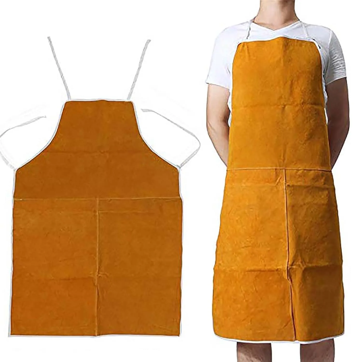 Welding Apron Cowhide Leather Industrial Welding Working Fire Proof ...
