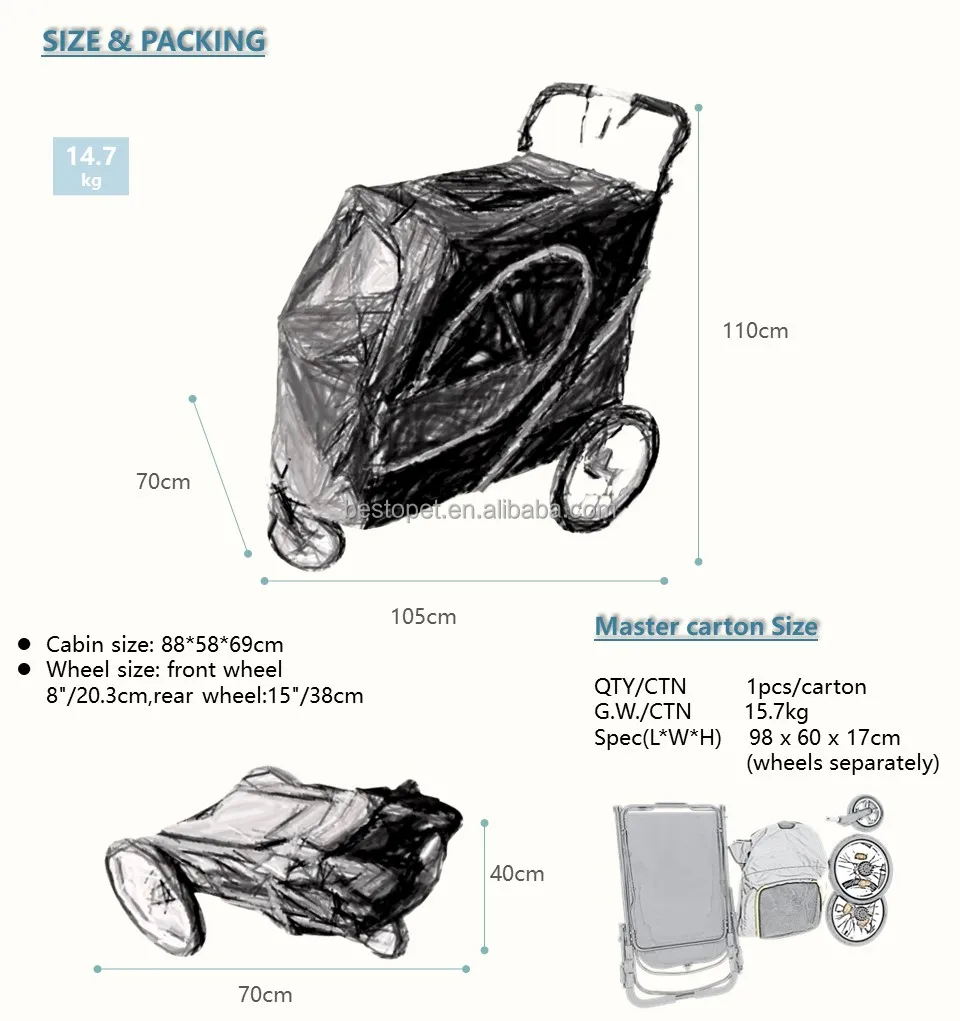 Pet Dog Stroller Skyline For Medium And Large Dogs With Grooming Table,Heavy-duty Pet Buggy,Dog ...