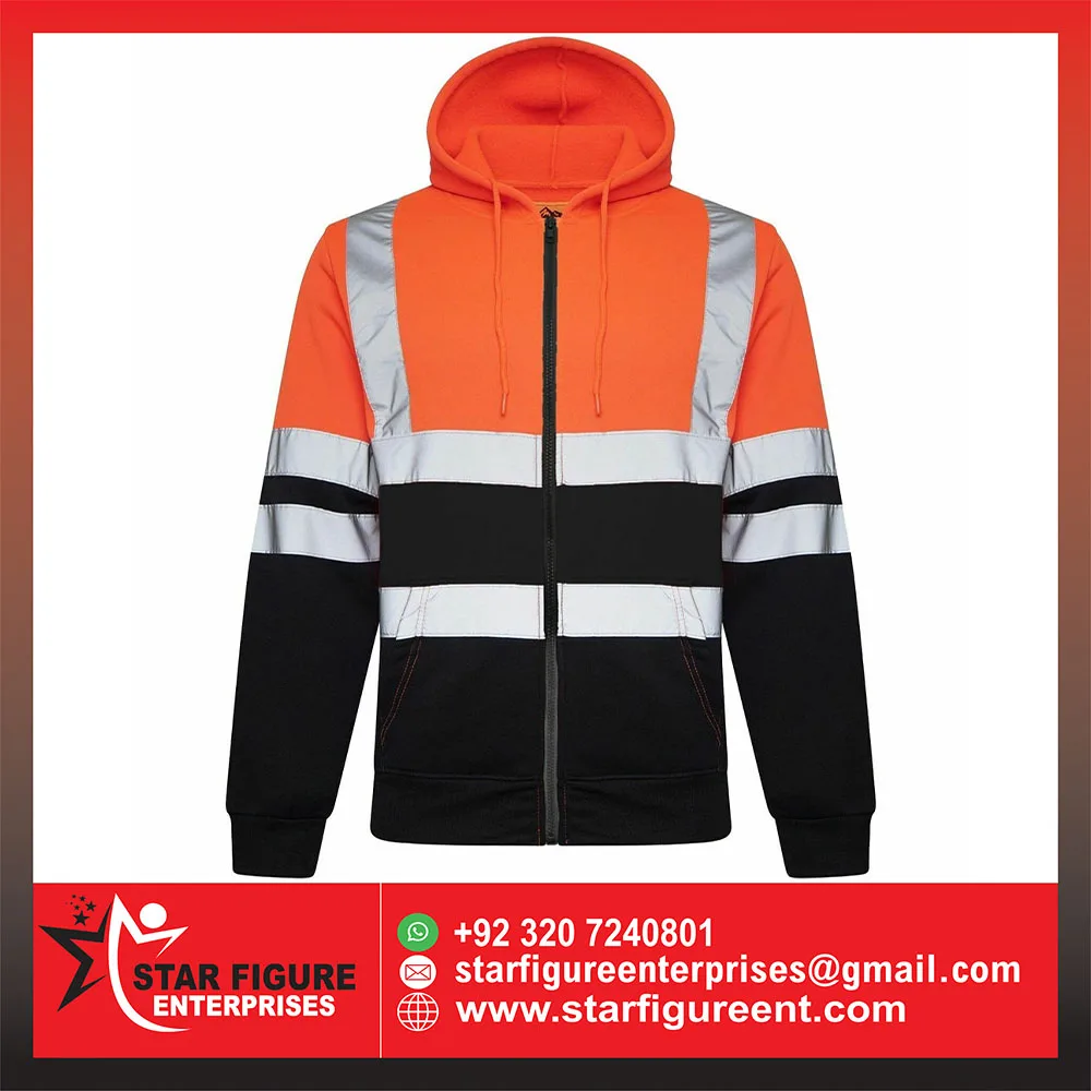 Customized Hi Vis Outdoor Work Safety Sweatshirt Winter Hoodie for Men