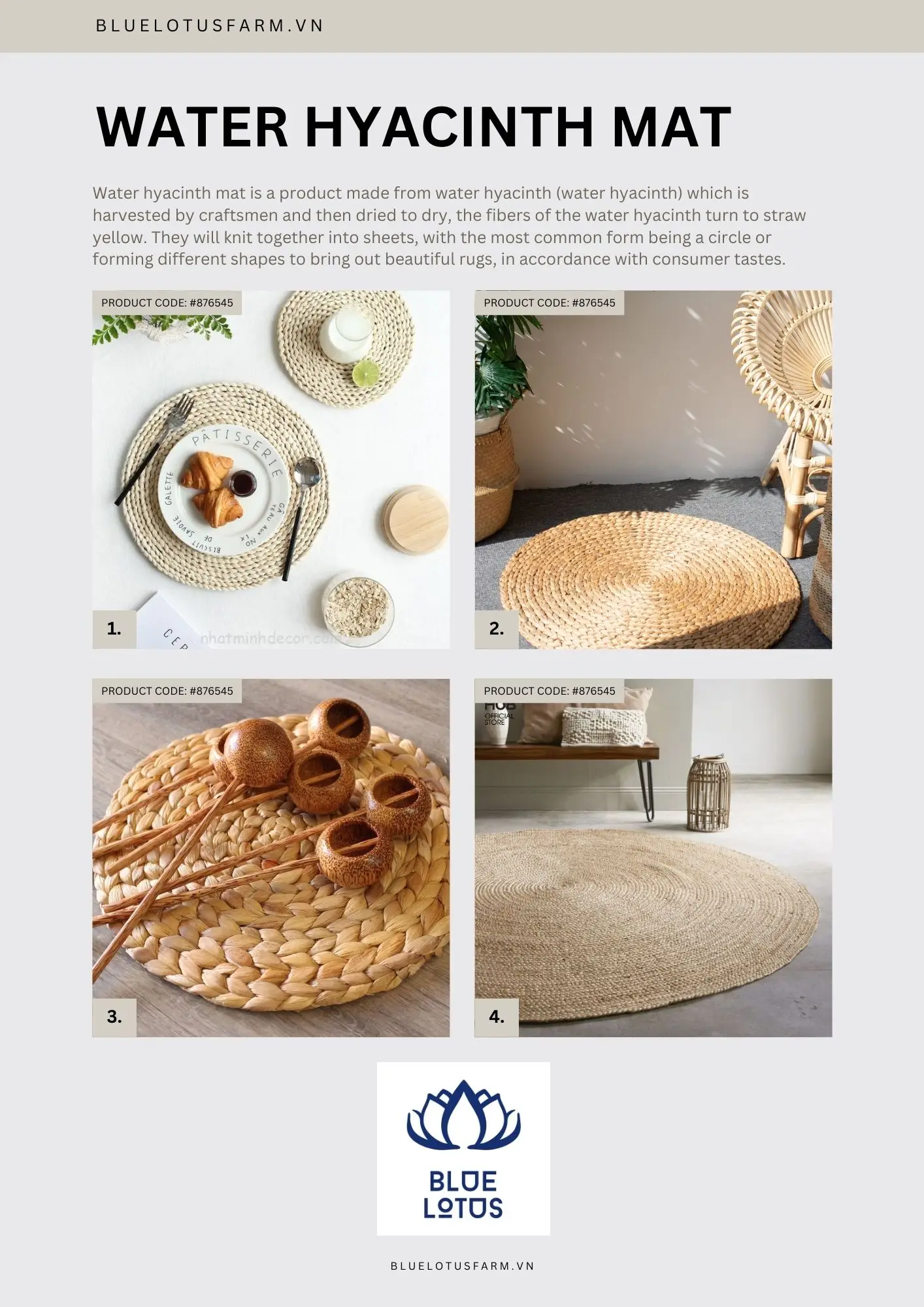 Water Hyacinth Mat Woven Made Of Water Hyacinth Round Mat Table ...