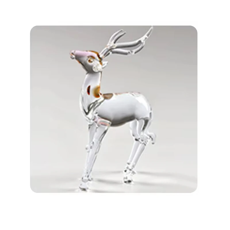Latest Design Beautiful Glass Made Playing Dear Animal Glass Statue ...