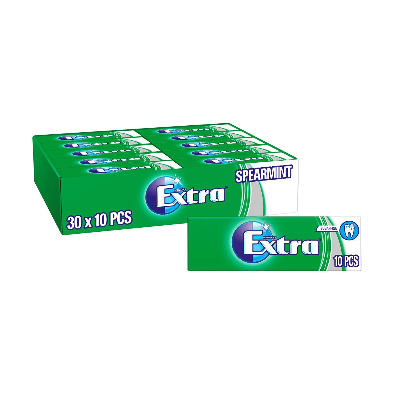Extra Gum Spearmint Sugarfree Chewing Gum,15 Count (pack Of 10) Pieces ...