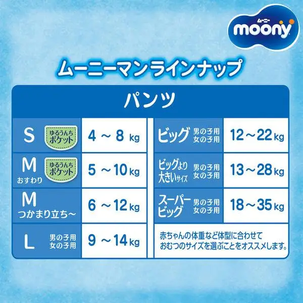 Newest Hot Selling Japan made Unicharm Moony Disposable Baby Nappies ...