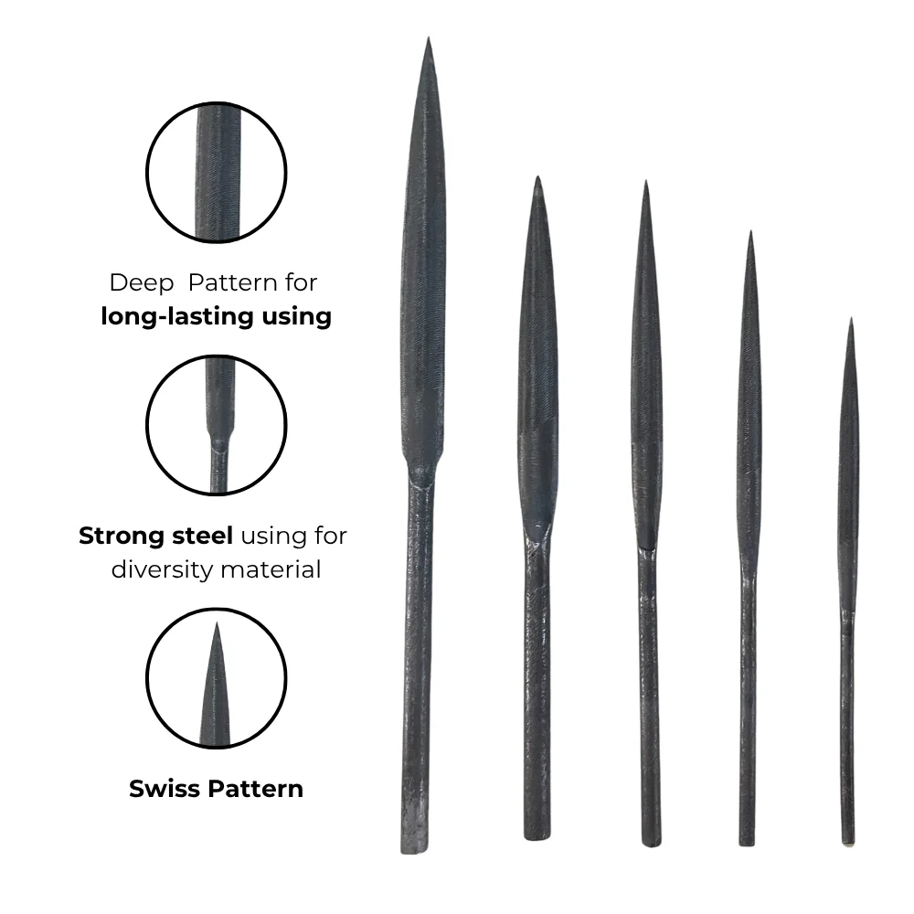 A Set of 5 Half round Files Strong Steel Needle File 150-250mm for ...