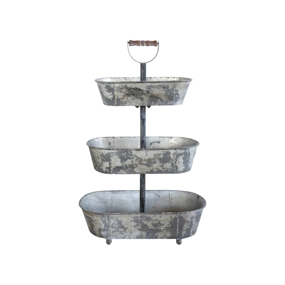 Elegant 3-Tier Galvanized Metal Cake Stand and Cupcake Display Serving ...