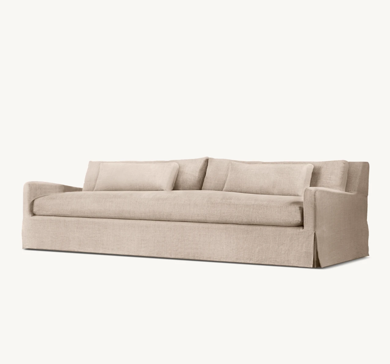 BELGIAN Slope Arm Slipcovered Bench-Seat Sofa Modern Interior Armrest ...