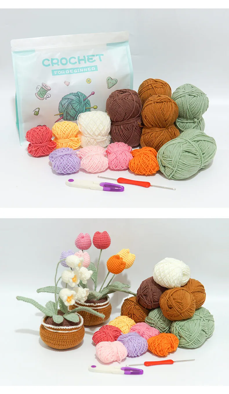 Wholesale Diy Kit Crochet Knitting Flowers Material Package Crochet Kit ...