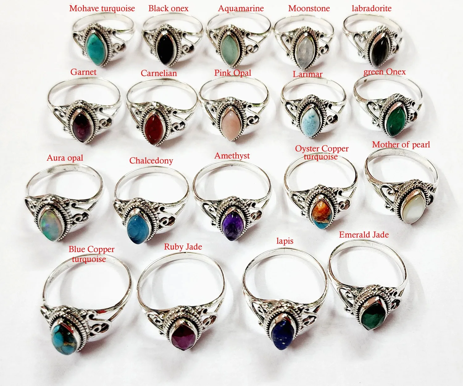 New Trending Multi Gemstones Rings Lot 925 Sterling Silver Mix Shape ...