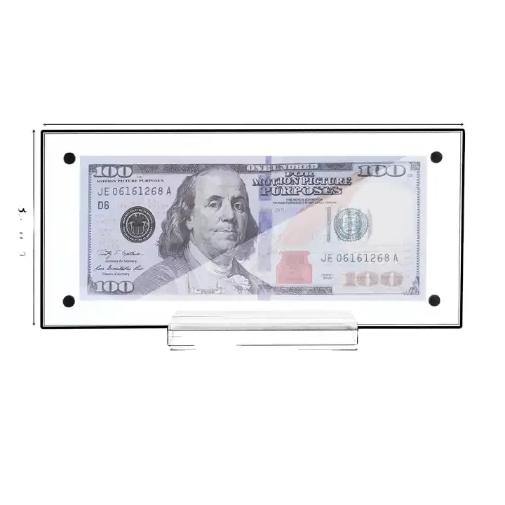 Custom Double Panel Acrylic Dollar Bill Display Holder Clear Currency ...