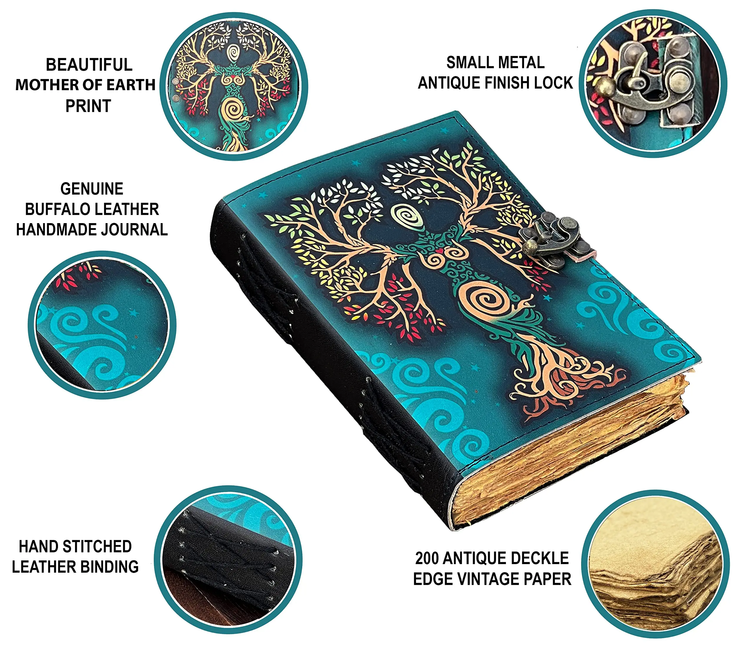 Hot Selling Handmade Deckle Edge Paper Mother of Earth Leather Journal ...