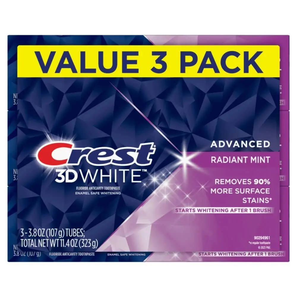 Crest 3d White Toothpaste Radiant Mint,3.8 Oz (pack Of 3) - Buy Crest ...