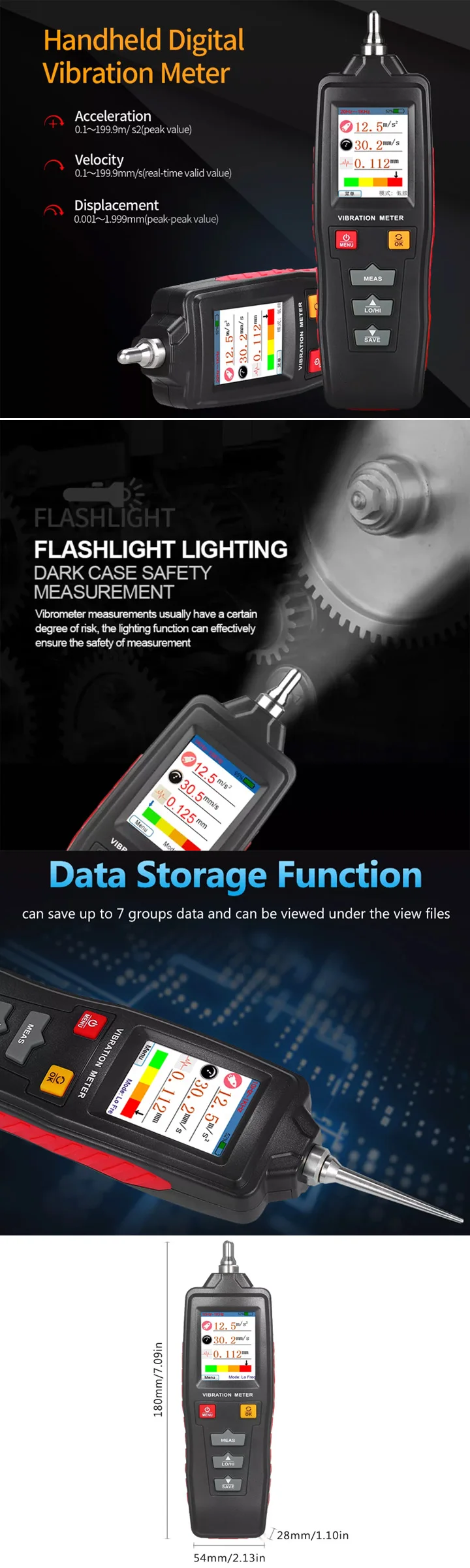 Wintact WT63B Portable Vibration Meter - Precision & Custom Support