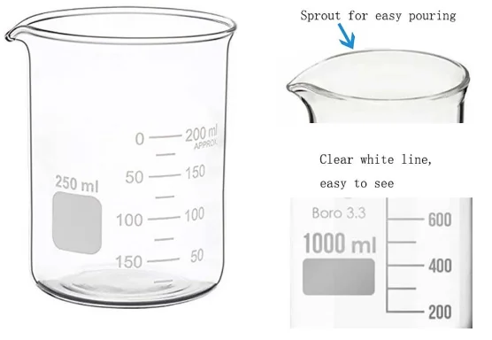 Laboratory 25ml-3000ml Glass Beaker Tall Fall Lab Glass Measuring Cup ...