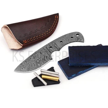 Custom Handmade Damascus Steel Blank Blade Full Tang Knife Making Kits ...