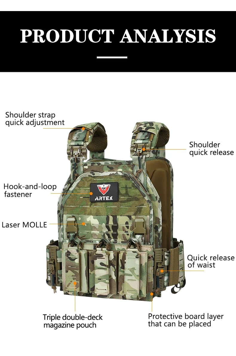 1000d Polyester Plate Carrier - Tactical Vest with Molle