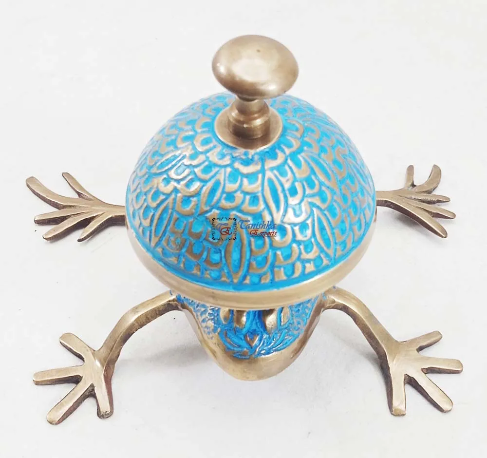New Condition Frog Desk Bell Sky Blue Finish Handmade Gift Item Office ...