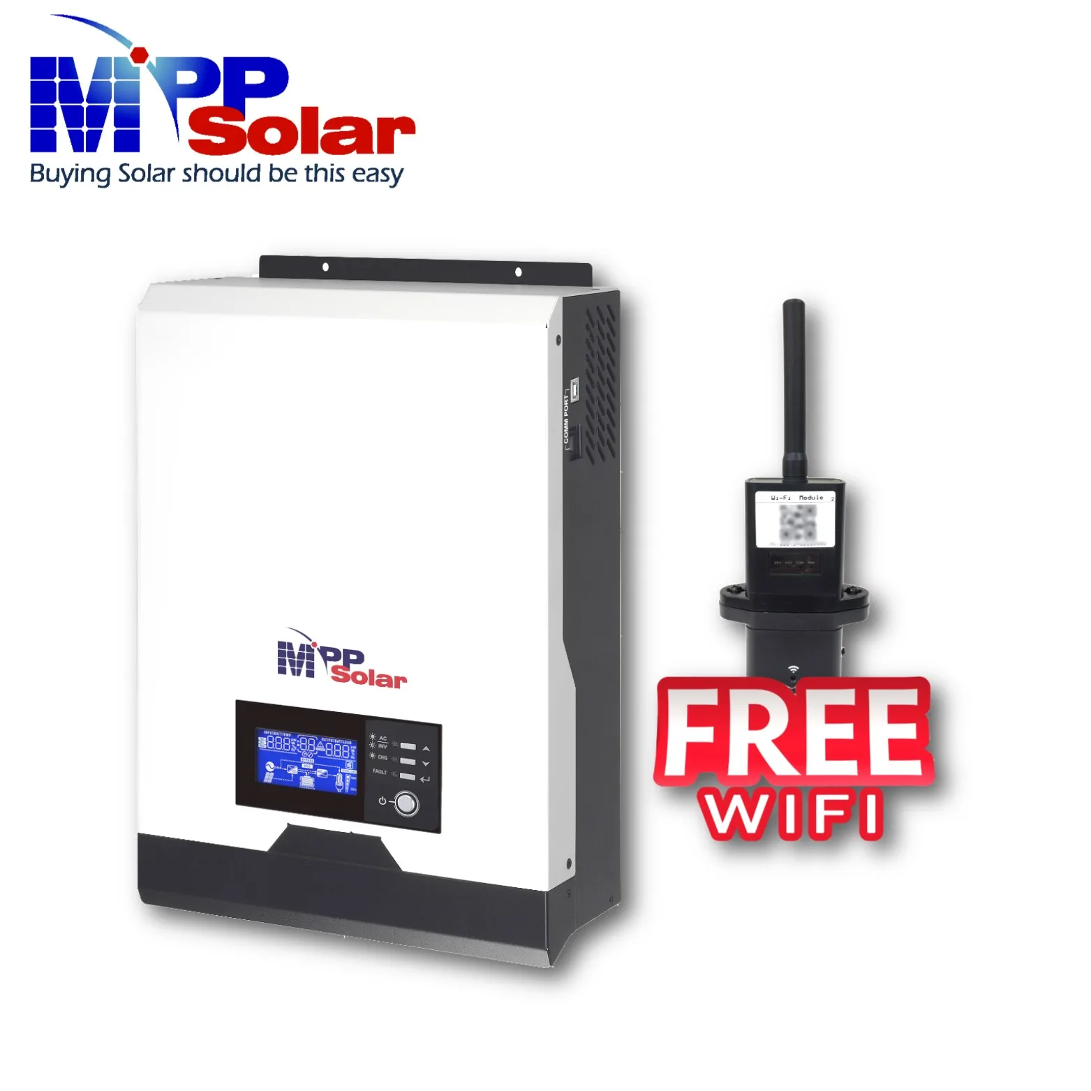 MPP Solar inverter 1000w 12v 230v WiFi Max PV input 105v MPPT charger ...
