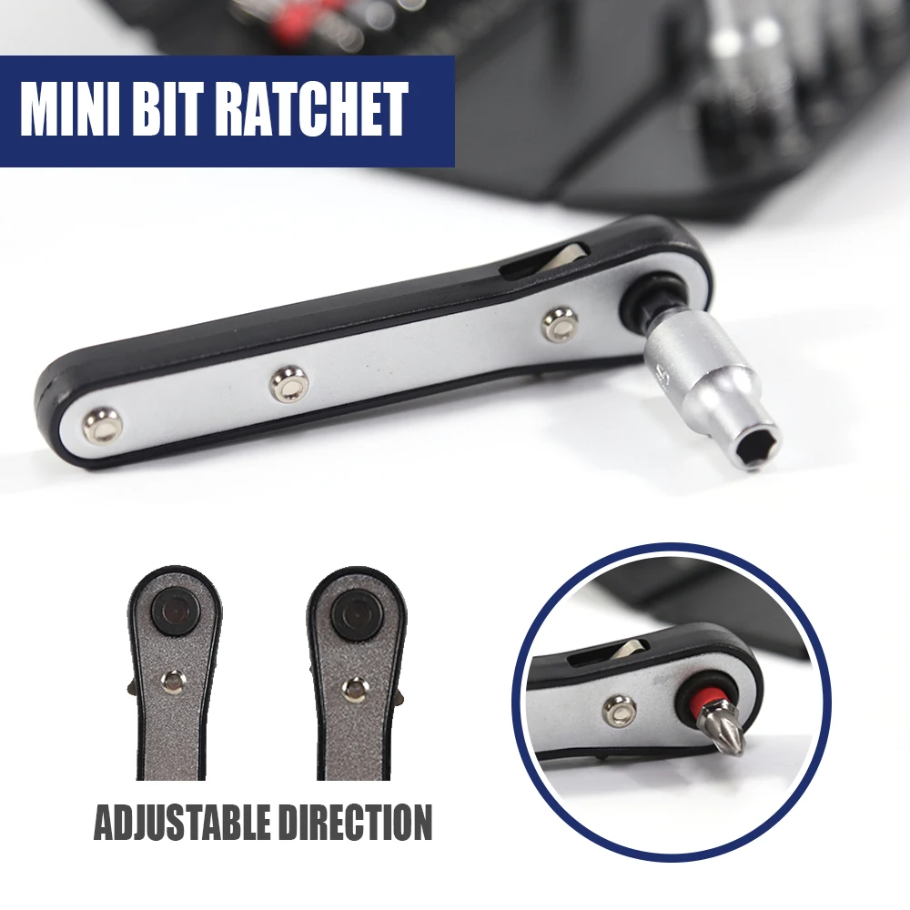 23 PCS 1/4"DR Mini Ratchet Wrench and Bit Socket Set Adapter